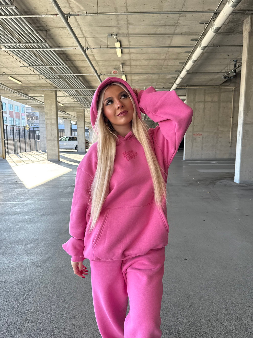 Happy Camp3r Puff Series Barbie Pink Hoodie – The Gardenia Branch